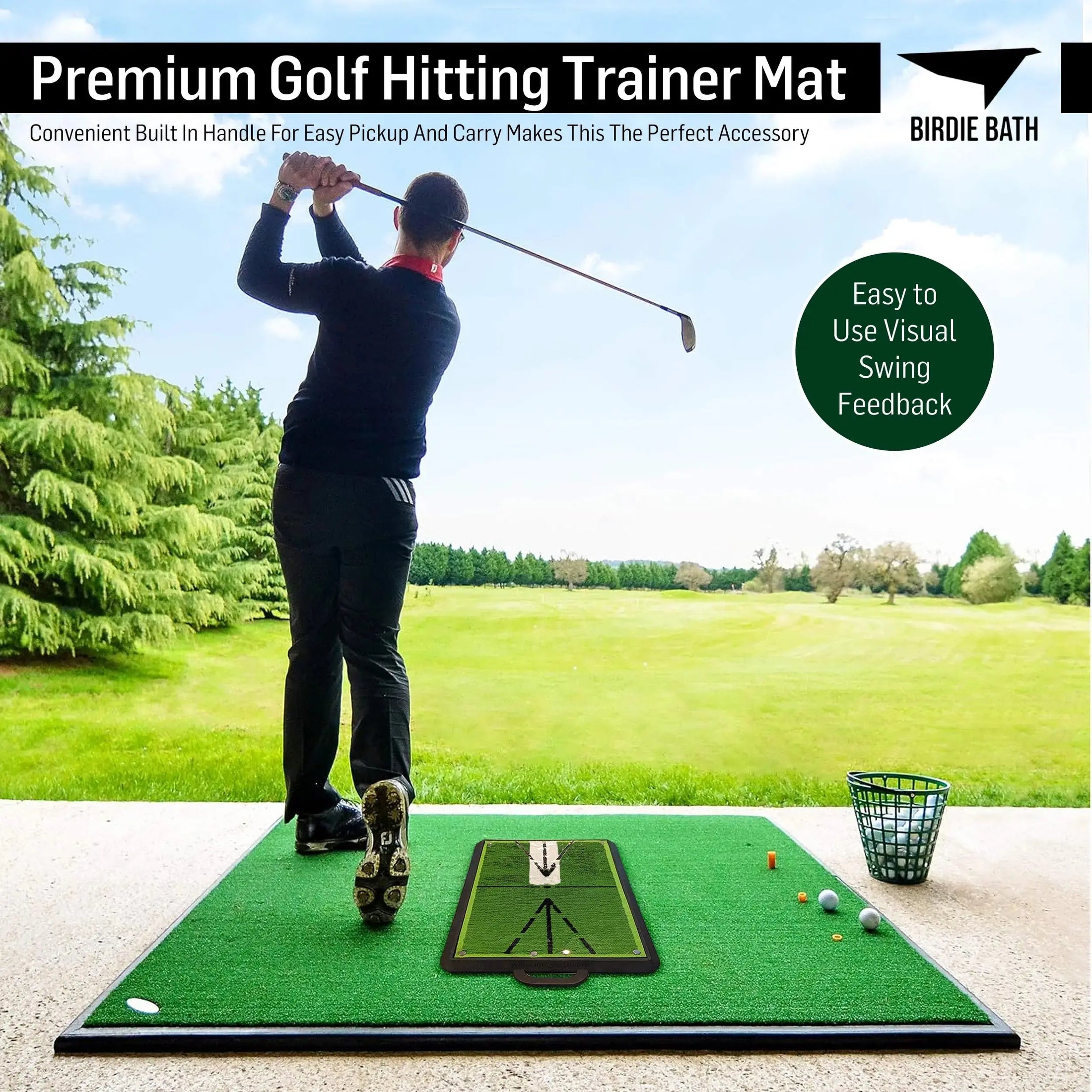 Birdie Mat Pro Premium Swing Training Mat for Analyzing Swing Path and ...